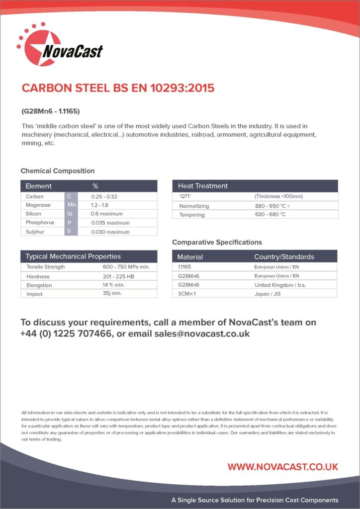 Metal Alloy Specification Data Sheets | NovaCast